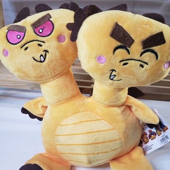 Toys | Japanese Monster Mania Yellow 2 Headed Plush Stuffed Dragon Toy ...